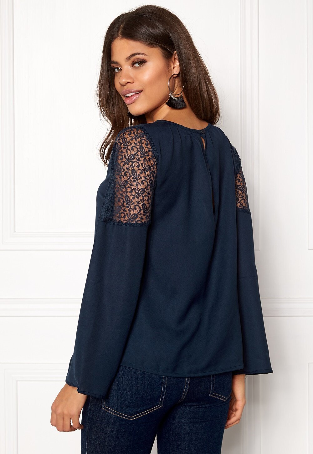 Rut & Circle Patricia Lace Blouse DK Navy - Bubbleroom