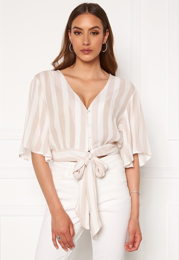 Rut & Circle Fanny Blouse Light Beige Stripe - Bubbleroom